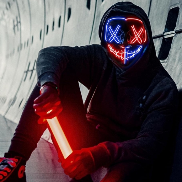 Other | Led Light Up Halloween Mask Scary Rave Glow Led Face Mask With ...